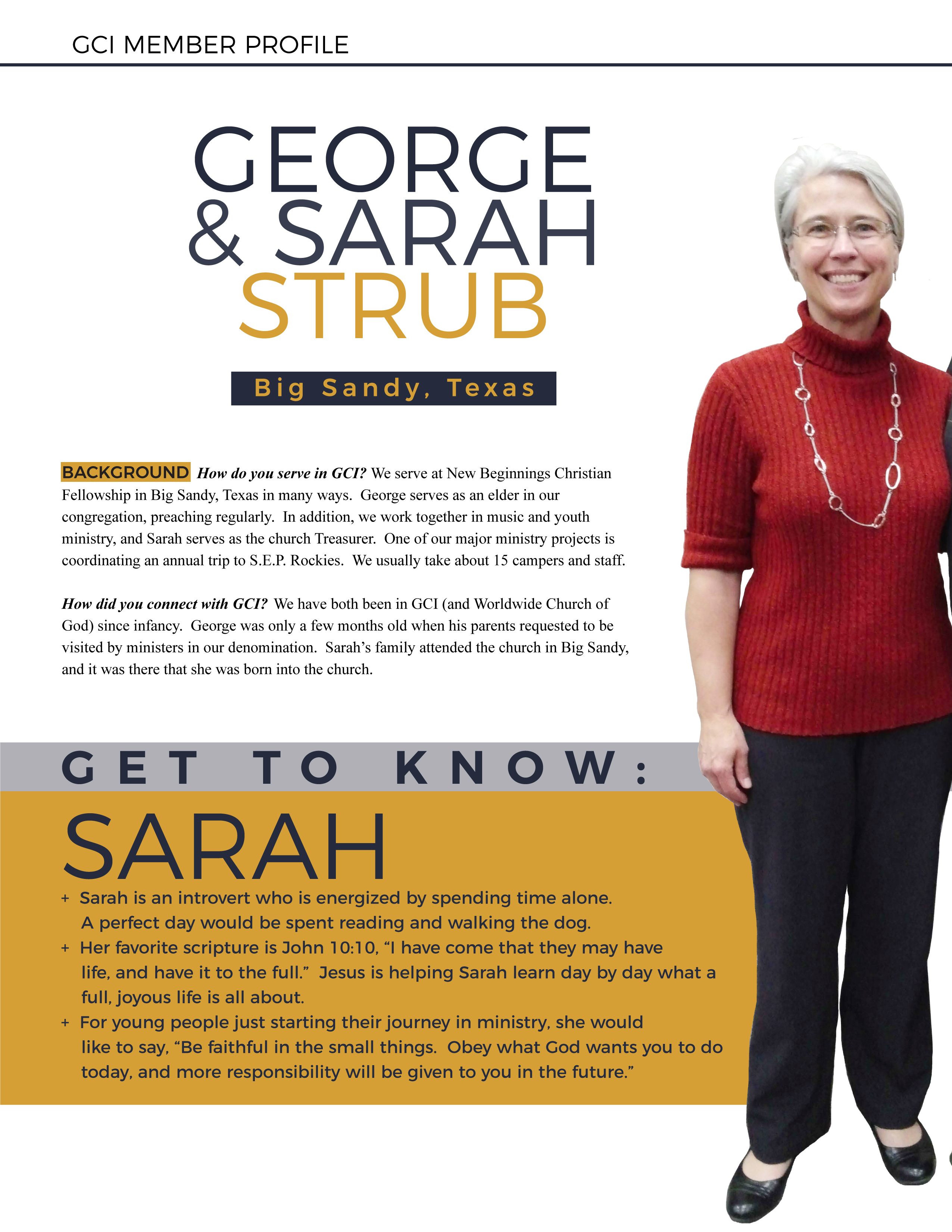 GCI Member Profile - George & Sarah Strub | Grace Communion ...
