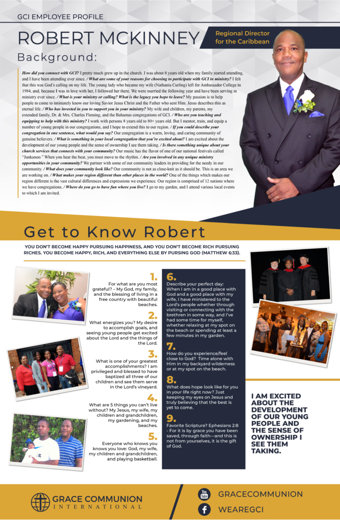 GCI Member Profile – Robert McKinney | Grace Communion International ...